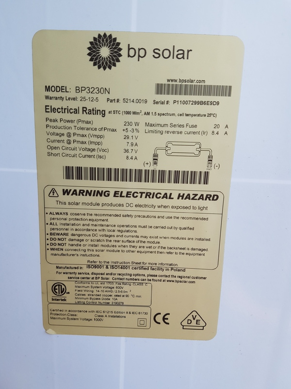 Solar Panel - BP Solar - BP 3230N / 3230T - 230Wp - Poly - Secondsol