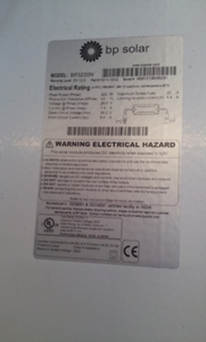 Solar Panel - BP Solar - BP 3220N 220Wp - 220Wp - Poly - Secondsol