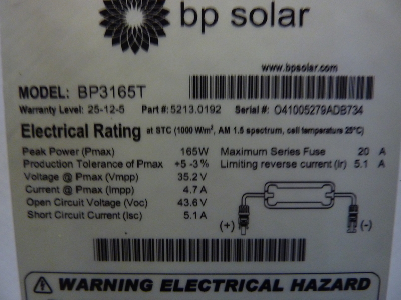 Solar Panel - BP Solar - BP 3165T - 165Wp - Poly - Secondsol