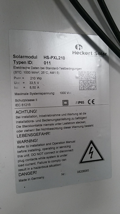 Solar Panel - Heckert Solar - HS-PXL210 - 210Wp - Poly - Secondsol