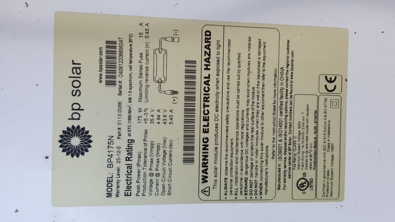 Solar Panel - BP Solar - BP4175N - 175Wp - Mono - Secondsol