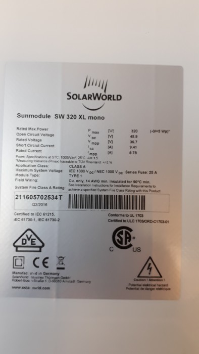Solar Panel - Solarworld - SW 320 XL mono B-Ware - 320Wp - 320Wp - Mono ...
