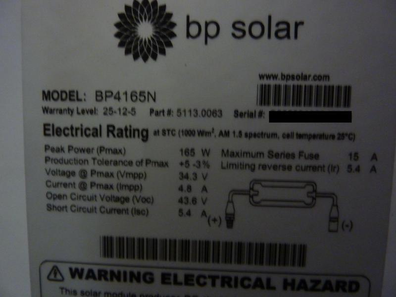 Solar Panel - BP Solar - BP 4165 N - 165Wp - Mono - Secondsol