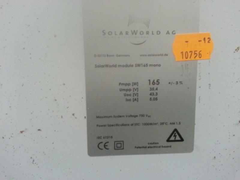 Solar Panel - Solarworld - SW 165 Mono - 165Wp - Mono - Secondsol