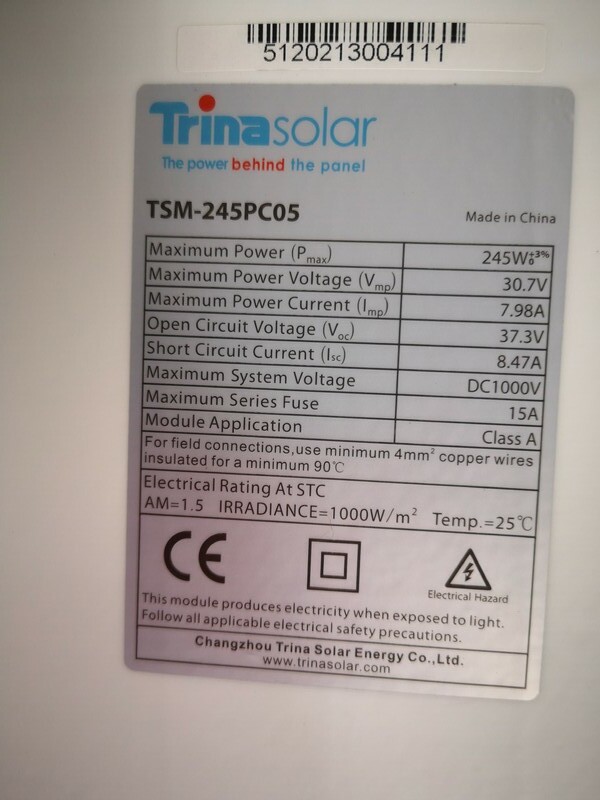 Solar Panel - Trina Solar - Trina TSM-PC05 245 - 245Wp - Poly - Secondsol