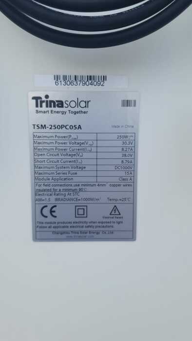 Solar Panel - Trina Solar - TSM-PC05A 250Wp - 250Wp - Poly - Secondsol