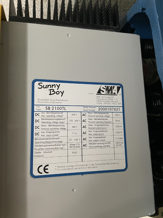 Inverter - SMA - Sunny Boy 2100TL - String - Secondsol