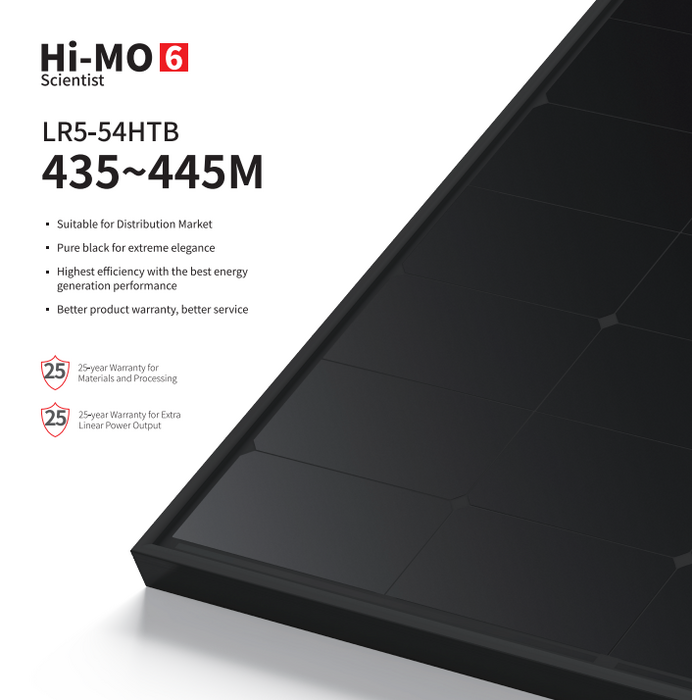 Solar Panel - Longi - LR5-54HTB 435w Full Black - 435Wp - Mono - Secondsol