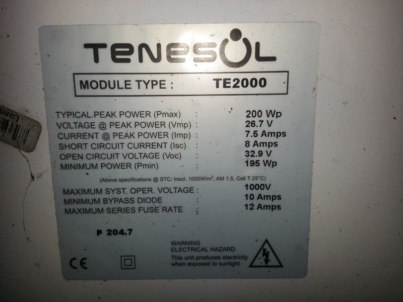 Solar Panel - Tenesol - TE 2000 - 200Wp - 200Wp - Poly - Secondsol