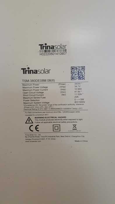 Solar Panel - Trina Solar - TSM-380DE08M.08(II) Rear L10 - 380Wp - Mono ...