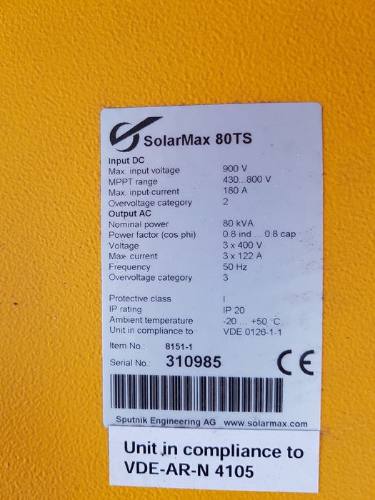 Inverter - SolarMax - 80TS - Central - Secondsol