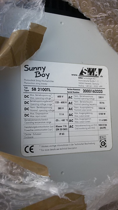 Inverter - SMA - Sunny Boy SB 2100TL - String - Secondsol