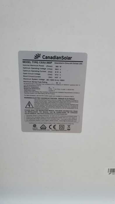 Solar Panel - Canadian Solar - CS3U-360P KuMax - 360Wp - Poly - Secondsol