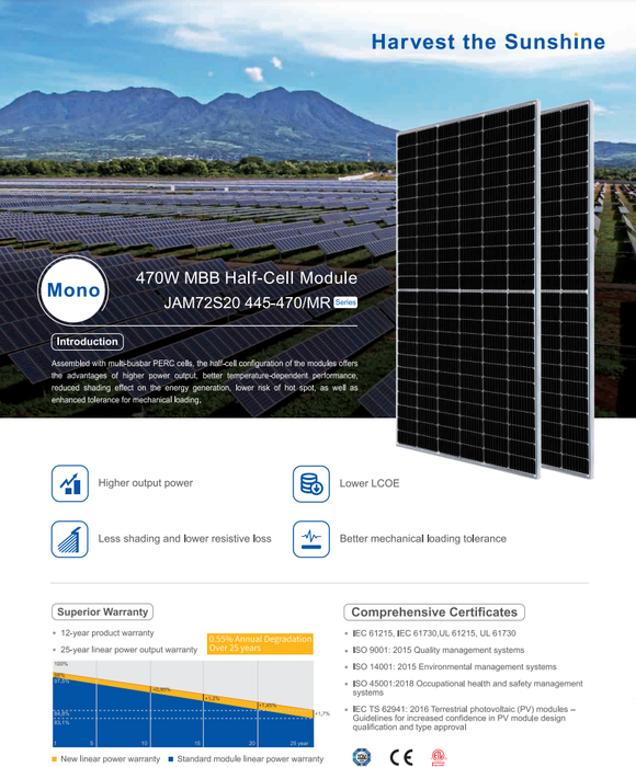 Solar Panel - JA Solar - JAM72S20 455MR - 455Wp - Mono - Secondsol