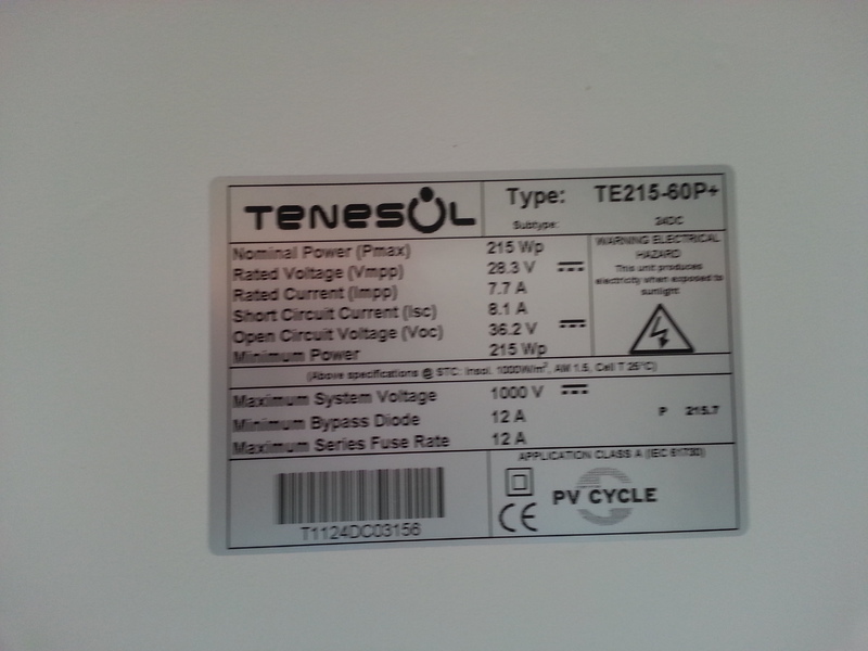 Solar Panel - Tenesol - TE215-60P+ 215Wp - 215Wp - Poly - Secondsol