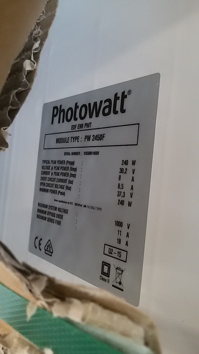 Solar Panel - Photowatt - PW 2450F-240 - 240Wp - Poly - Secondsol