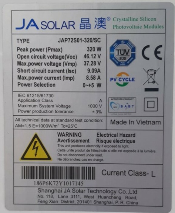 Zonnepanelen - JA Solar - JaSolar JAP72S01-320/SC - 320Wp - 320Wp ...