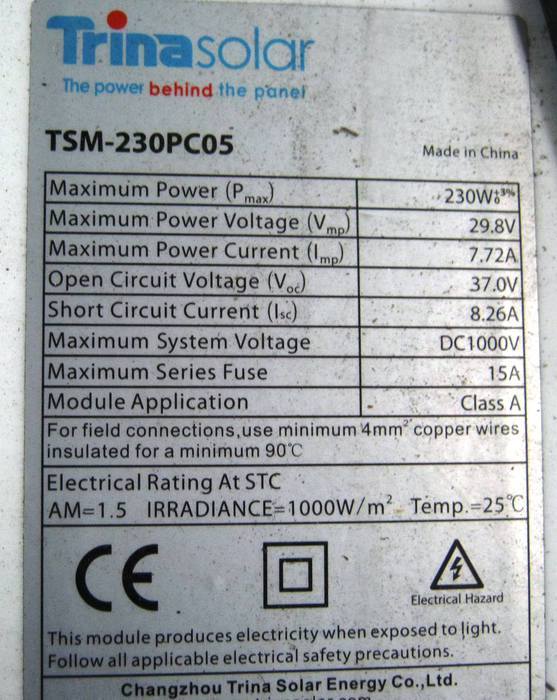 Zonnepanelen - Trina Solar - TSM 230PC05 - 230Wp - Poly - Secondsol