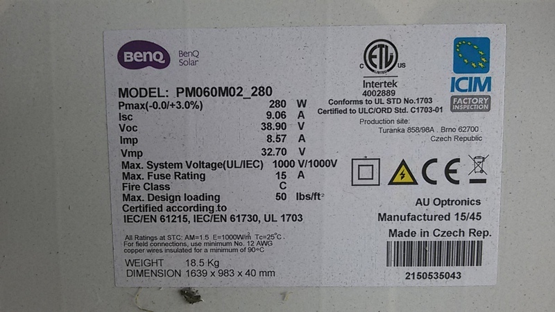Zonnepanelen - BenQ Solar - GreenTriplex PM060M02-280Wp (BFR) - 280Wp ...