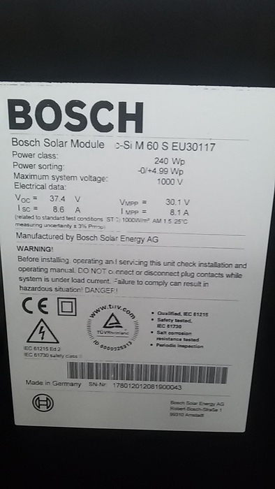 Zonnepanelen - Bosch Solar - c-Si M60 S EU30117 - 240 Wp - 240Wp - Mono ...