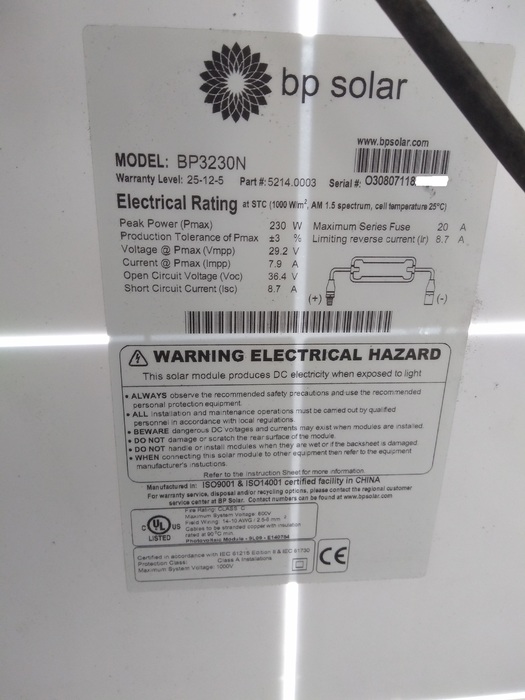 Zonnepanelen - BP Solar - BP 3230N - 230Wp - Poly - Secondsol